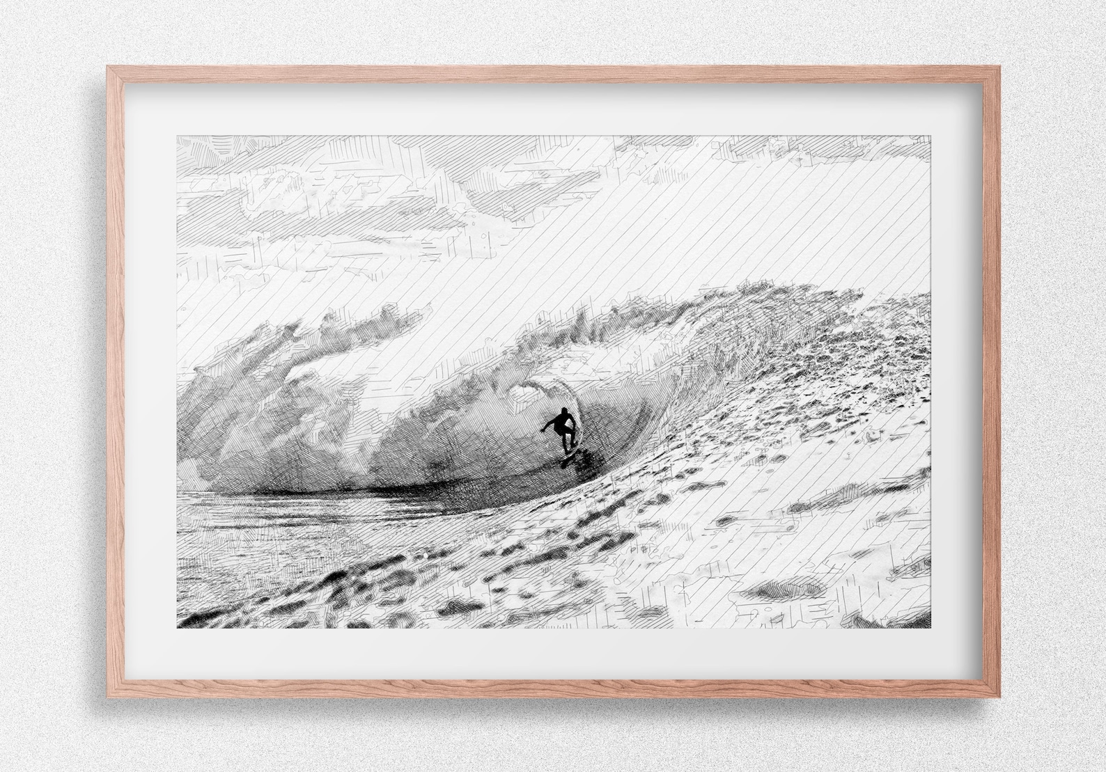 Surfer Riding the Wave Sketch | Minimalist Art | Digital Artwork ...