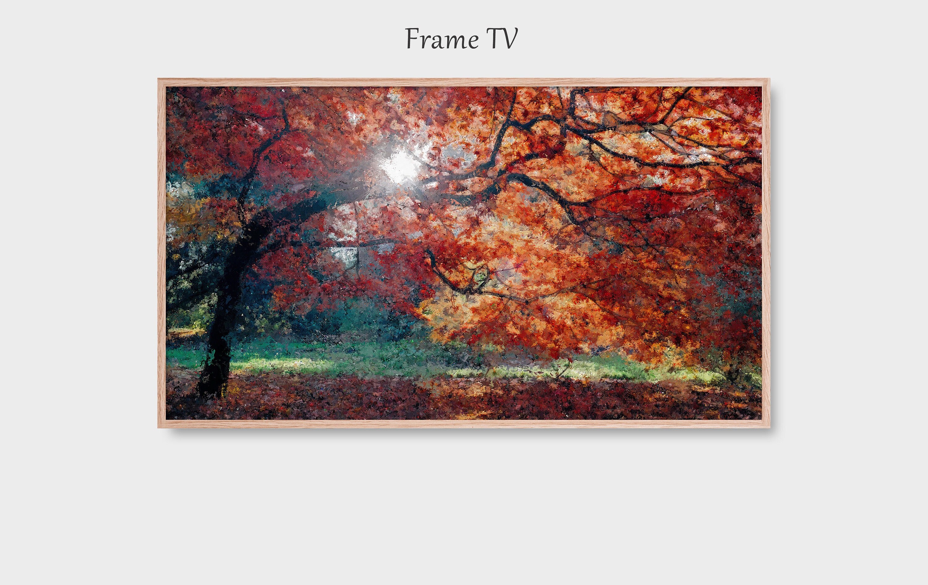 Fall Art for the Frame TV.- Tree With Fallen Red and Orange Leaves ...