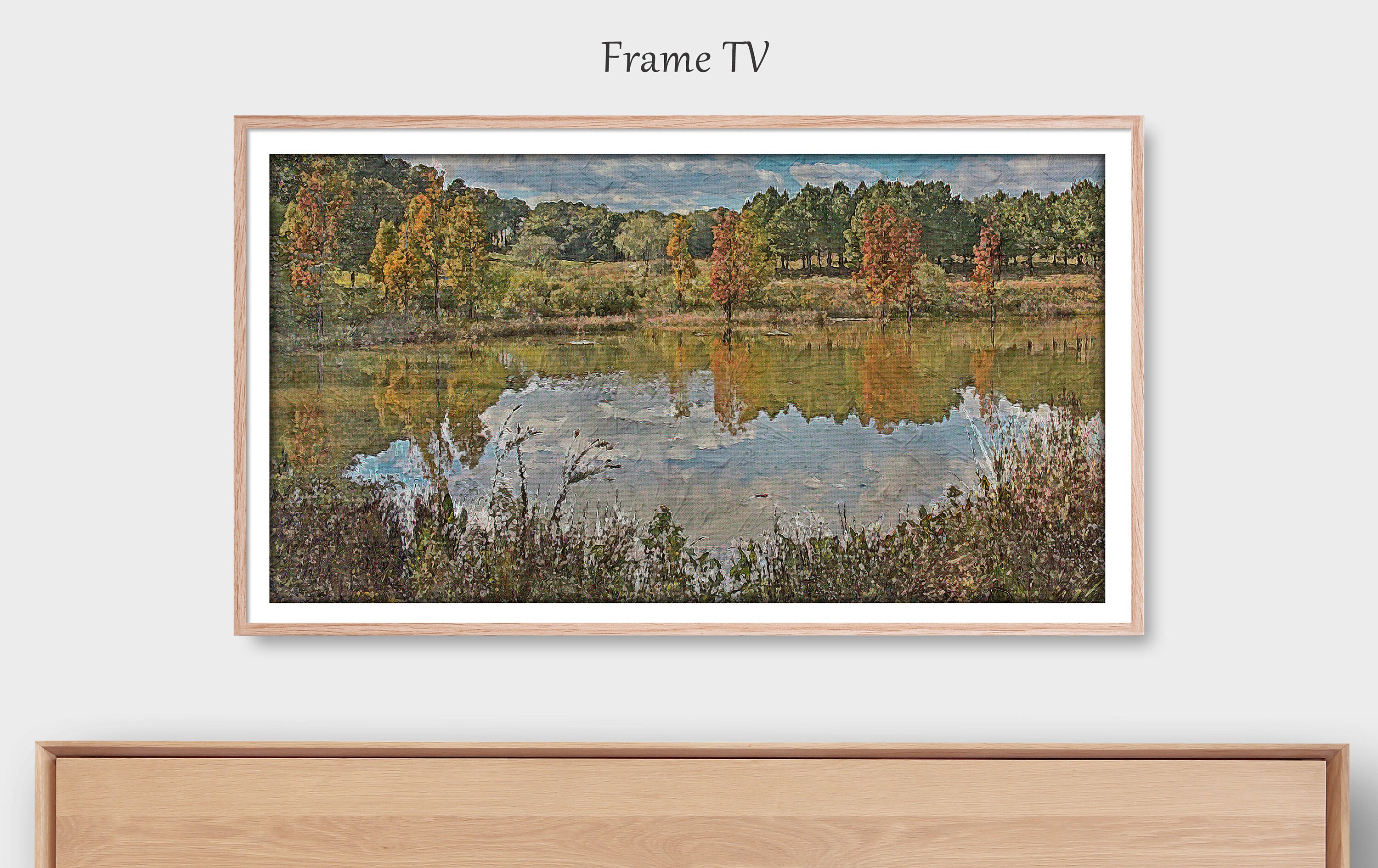 Fall Art for the Frame TV.. Fall Trees Around a Big Lake With ...