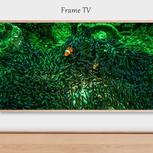 Clownfish Swimming in Coral Reef. Frame TV Art.. Underwater Fish. Sea ...