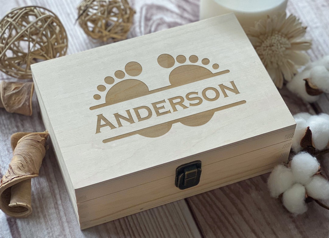 Custom Wooden Baby Memory Box: Preserve Your Little One's Journey With ...