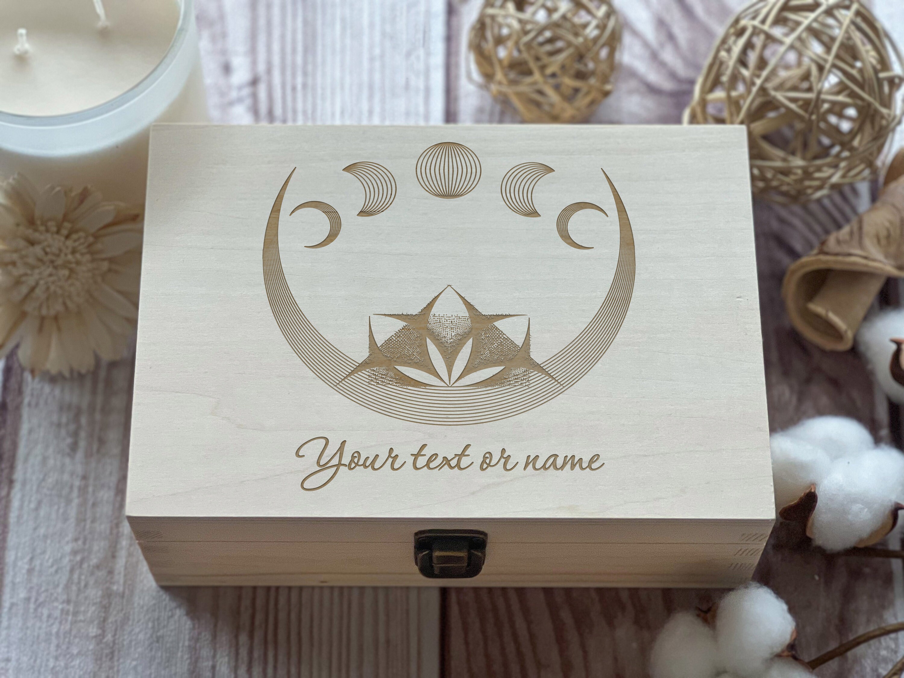 Moon Phases Personalized Wooden Box Soulmate Gift Gift for - Etsy