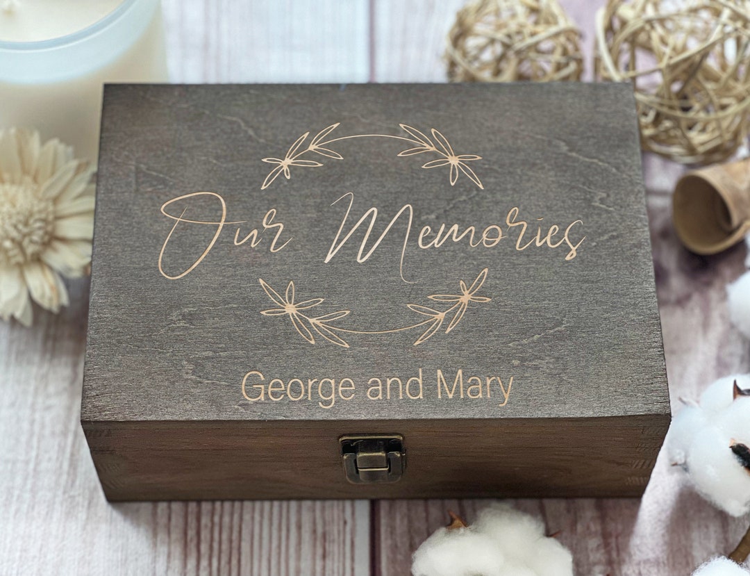 Personalized Wooden Memory Box: Engraved Keepsake Gift, Our Memories ...