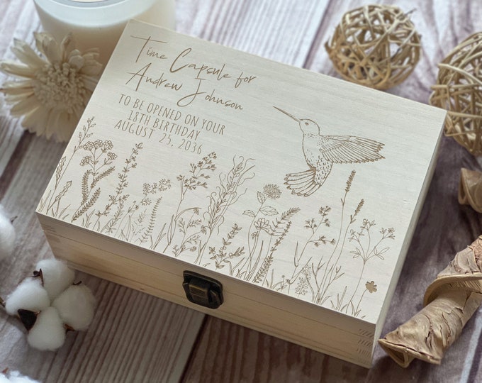 Personalized Time Capsule Keepsake Box, First Birthday Memory Container ...