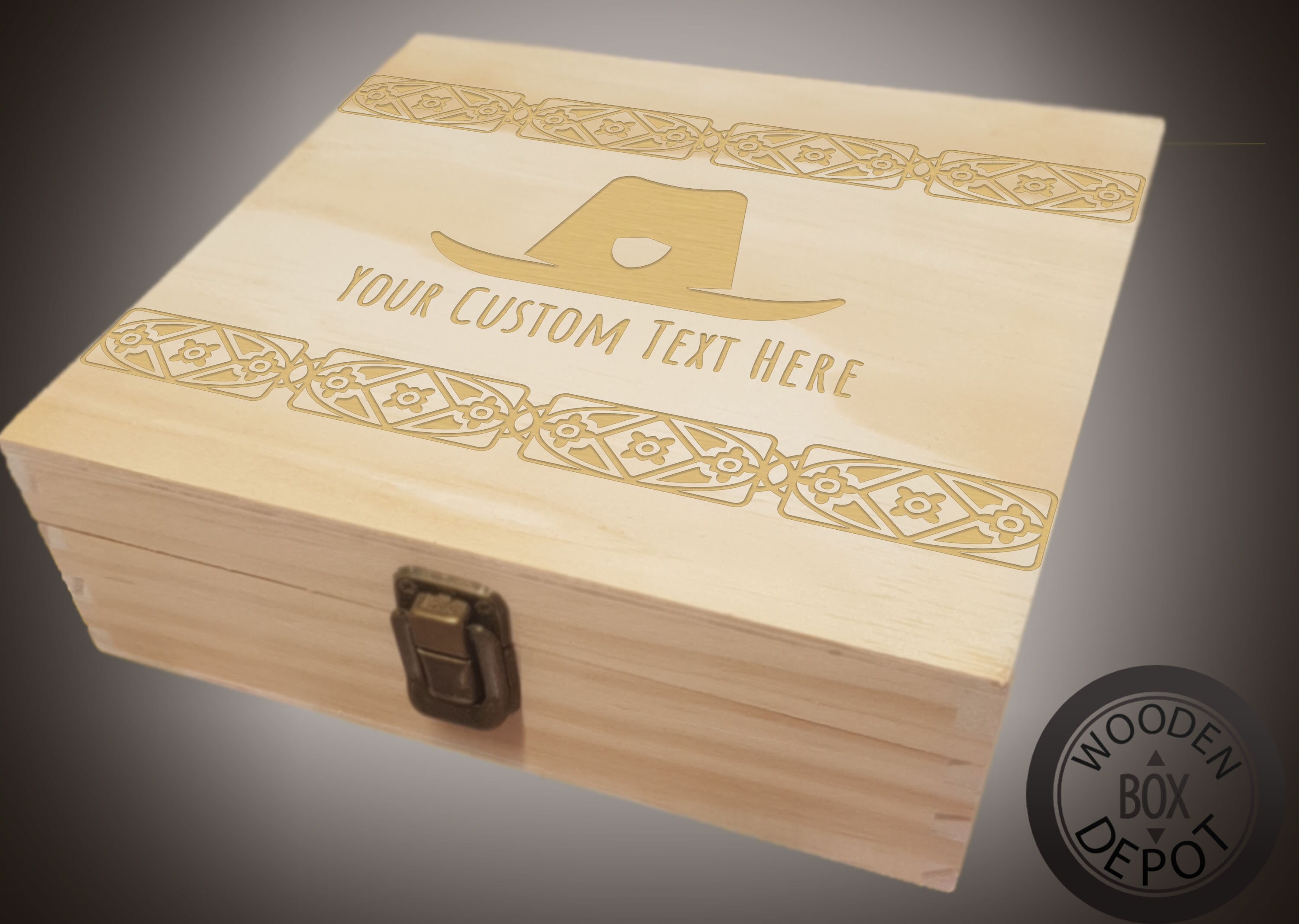 Cowboy Hat Personalized Wooden Box Groomsman Gift Western | Etsy