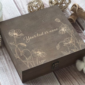 Poppy Flower, Personalized Wooden Box for Women, Love Box, Memory Box ...