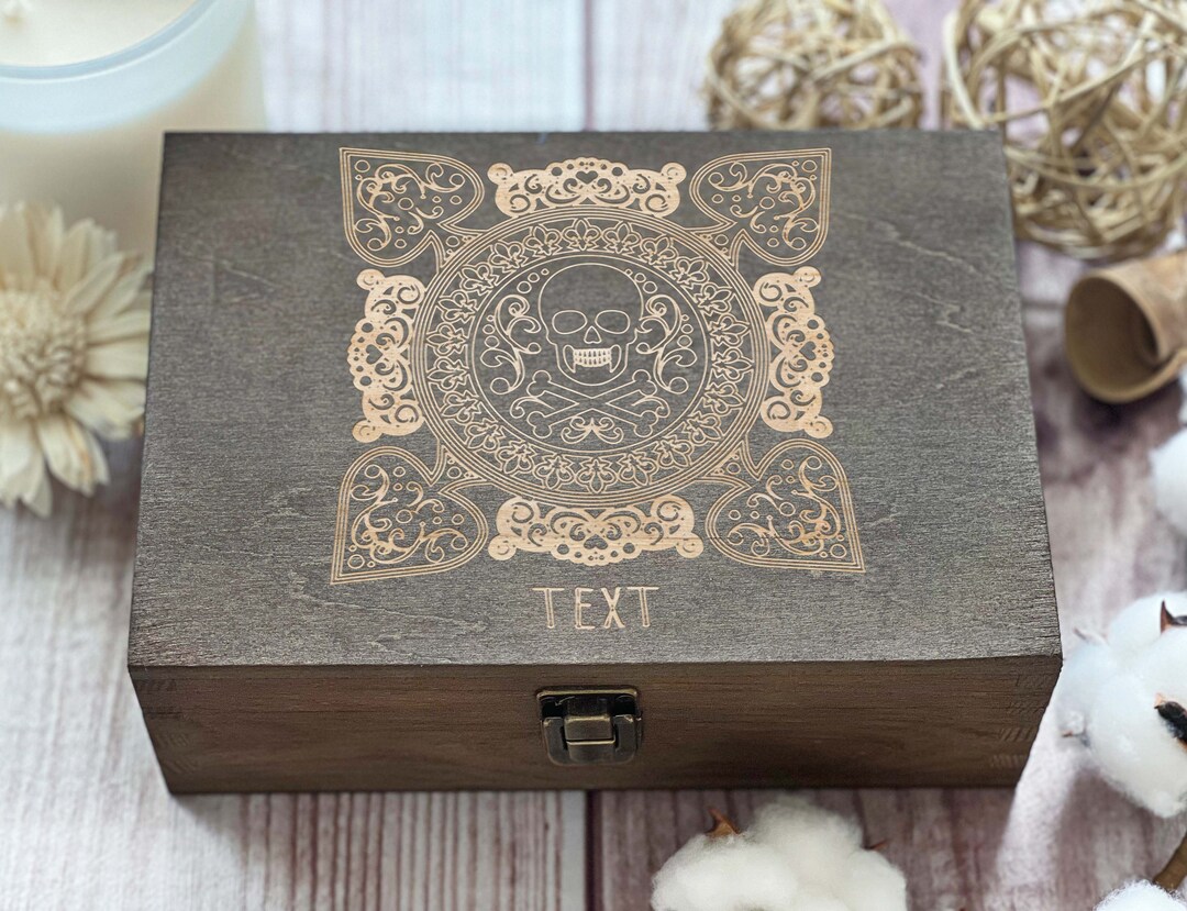 Skull and Bones, Spades, Personalized Wooden Box, Halloween, Gothic ...