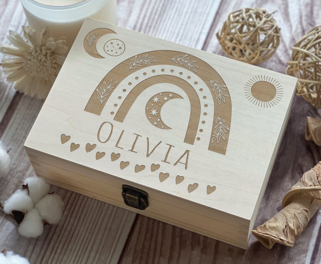 Rainbow, Keepsake Box, Boho Decor, Personalized Box, Birthday Box ...