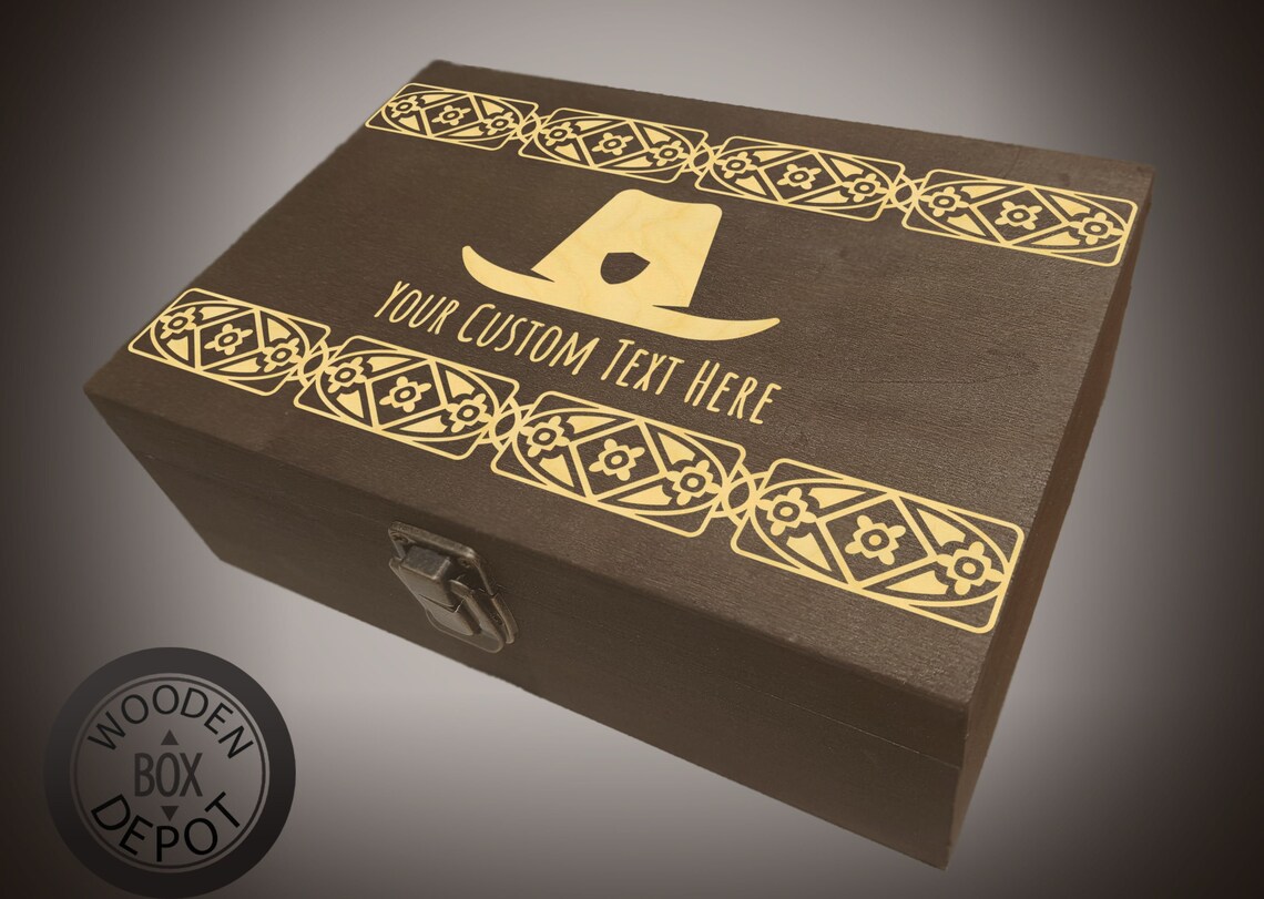 Cowboy Hat Personalized Wooden Box Groomsman Gift Western | Etsy