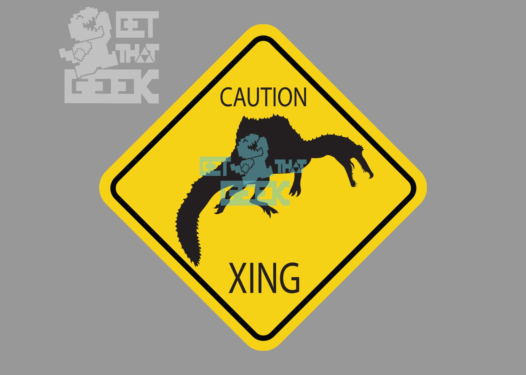 Dinosaur, 2020 Spinosaurus Caution Xing Sign, Car, Computer, Water ...