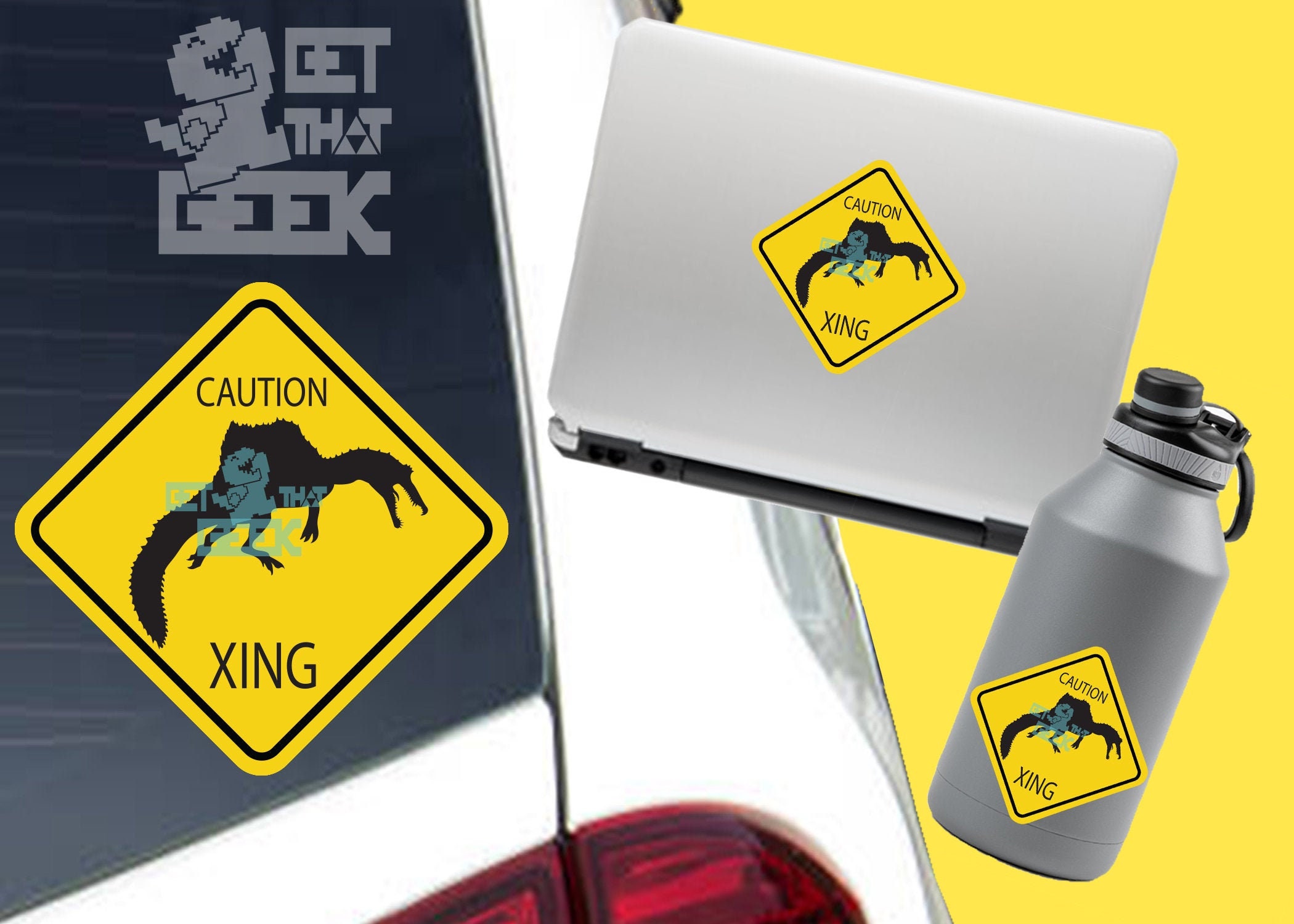 Dinosaur, 2020 Spinosaurus Caution Xing Sign, Car, Computer, Water ...