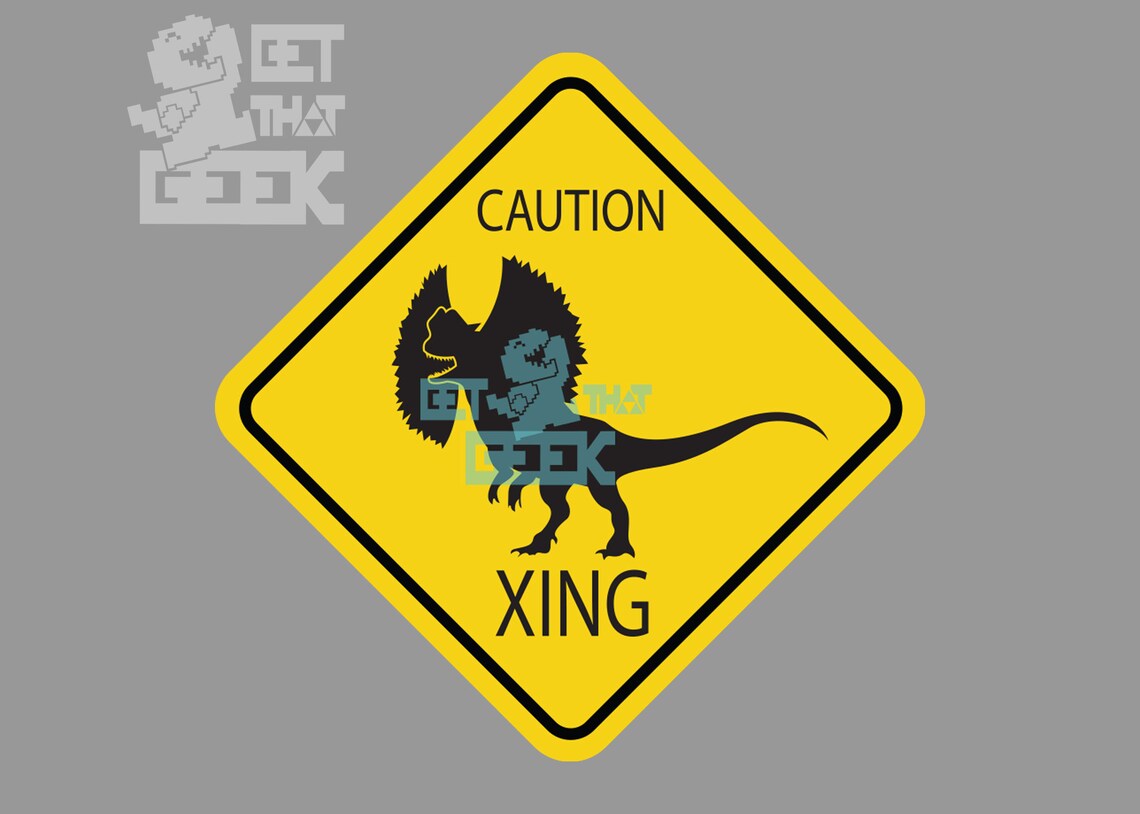 Dinosaur Dilophosaurus Caution Xing Sign Car Computer - Etsy