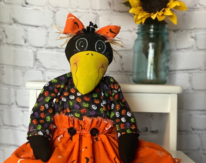 Primitive Crow Doll Whimsical Handmade Fall Decor Etsy