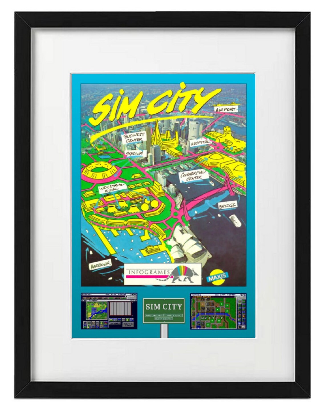 Sim City Poster. A3 Size Print (16.5x11.7in). Amiga Retro Gaming Wall ...