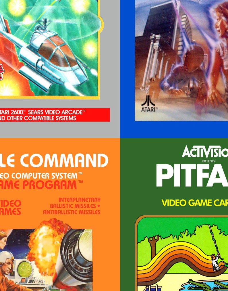 21 Covers Atari 2600 Poster, A3 Size (16.5x11.7in) Print. Classic Retro ...