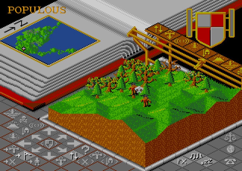 Amiga Game Populus, Retro Gaming Poster, A3 Size Print (16.5x11.7in ...