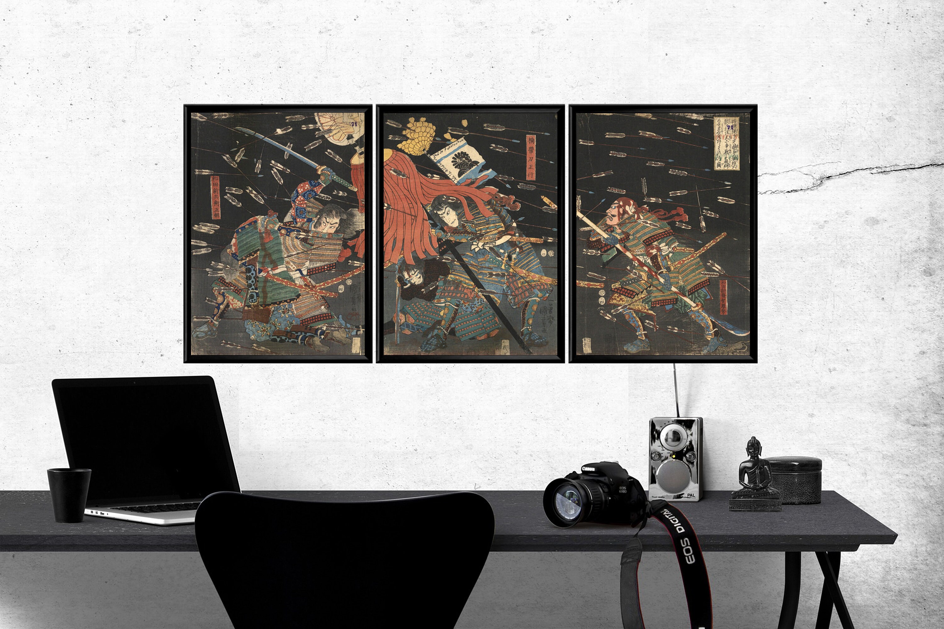 Samurai Wall Posters Set Japanese Warriors Battle Triptych - Etsy