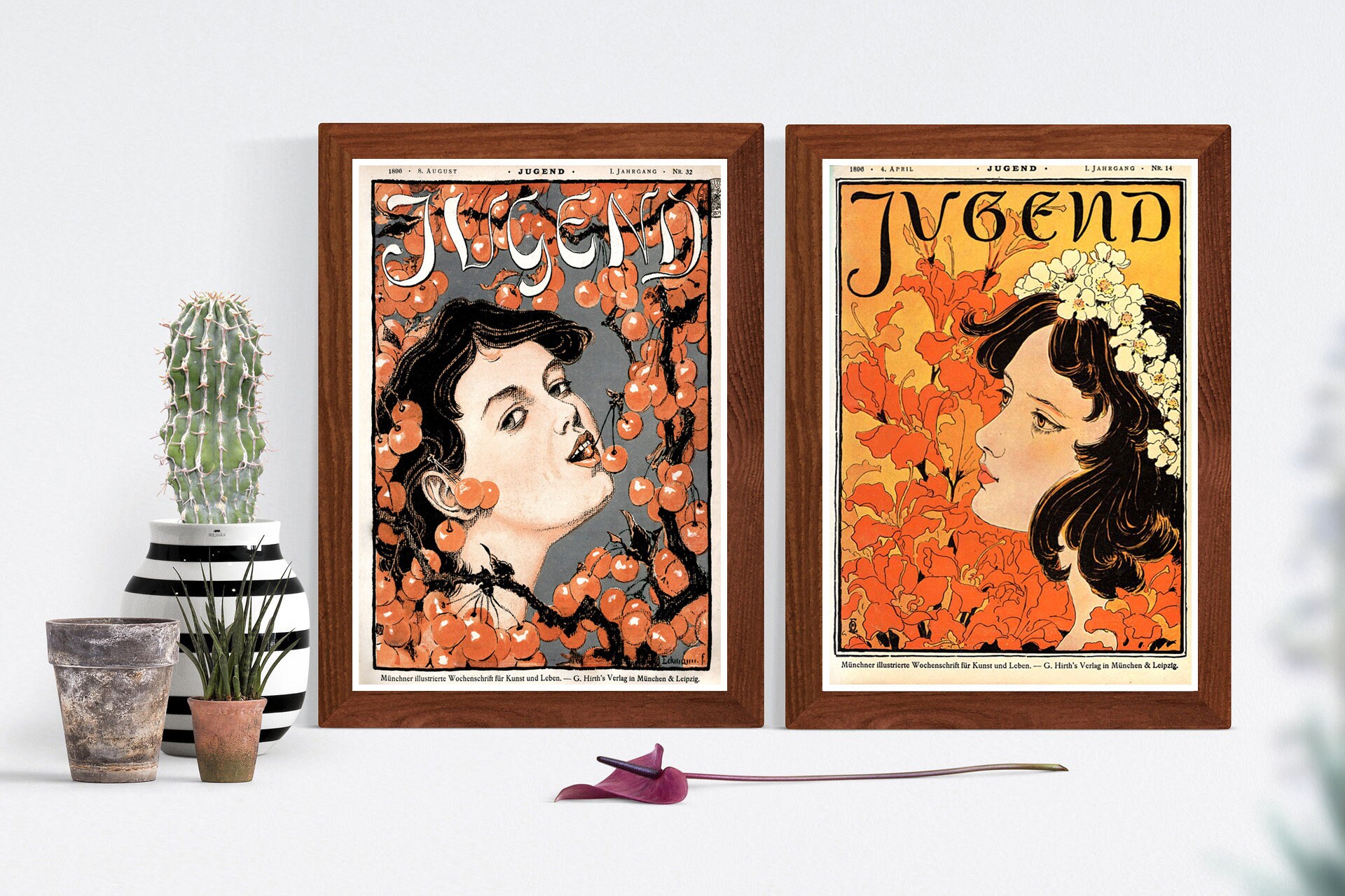 Vintage Magazine Covers Jugend Posters Set of 2 Art Nouveau Prints - Etsy