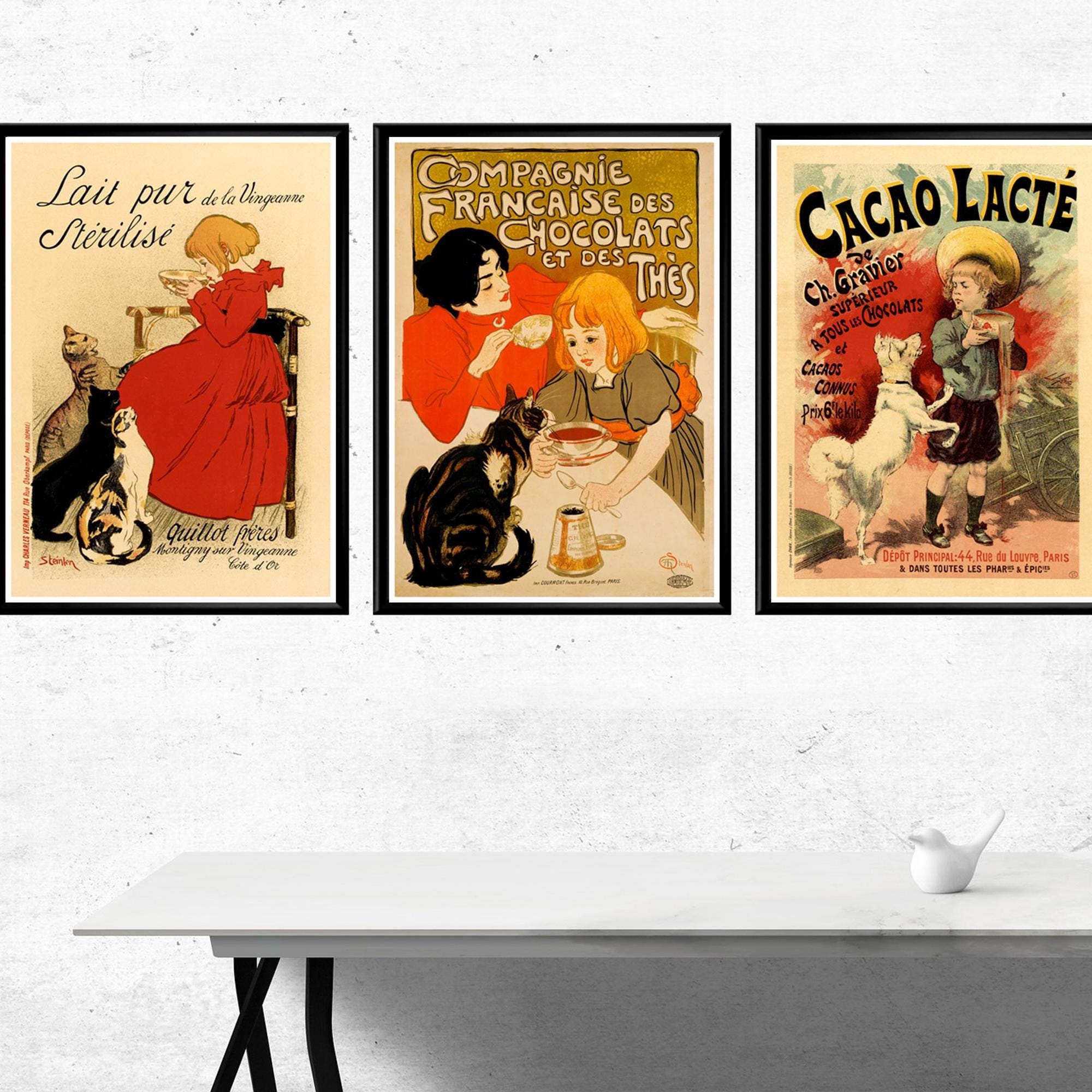 Set of 3 Vintage Prints, French Food & Drink Posters by Théophile ...
