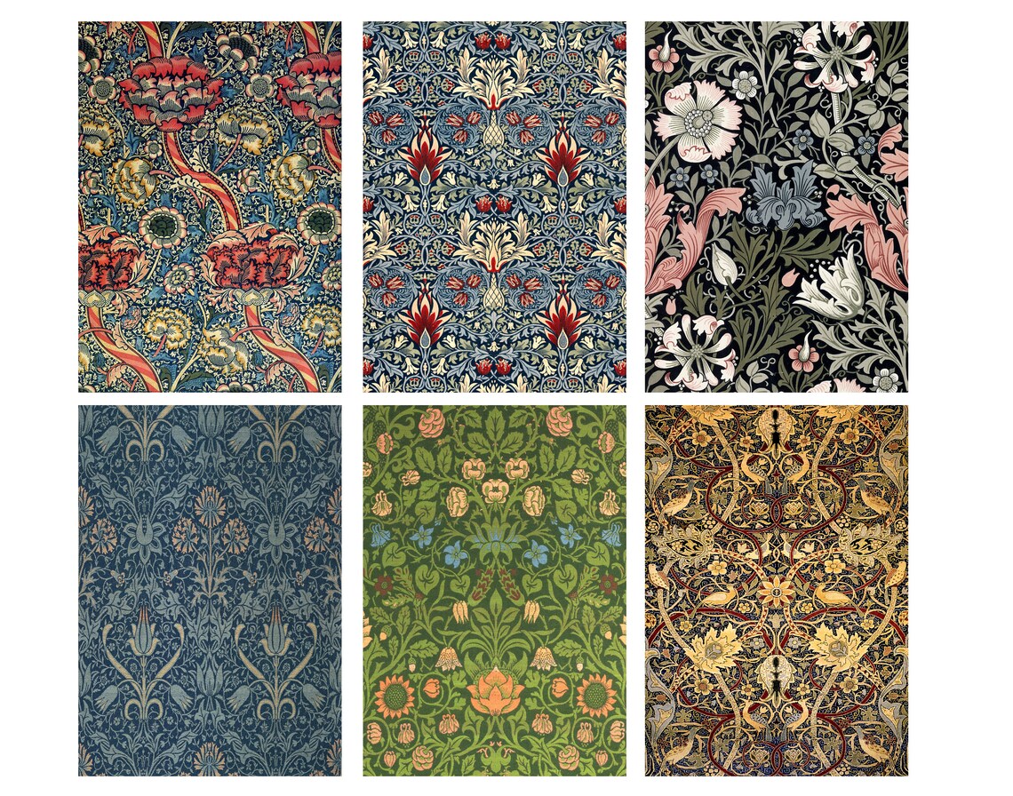 Art Nouveau Postcards Set William Morris Prints Vintage Floral - Etsy