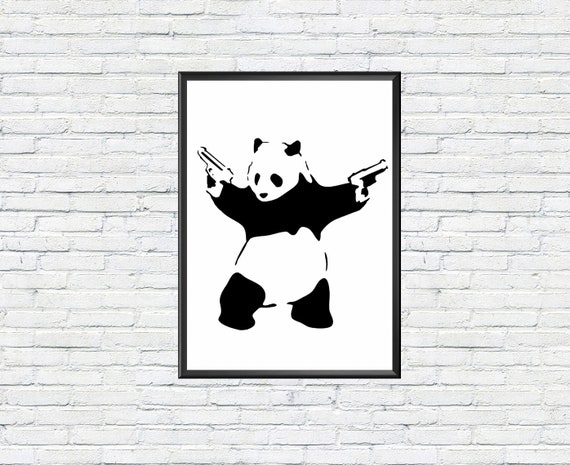 Shooting Panda Poster Banksy Panda Funny Art Print Animal - Etsy