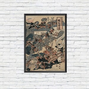 Samurai Art Triptych Battle Japanese Warriors Vintage Posters Set of 3 ...