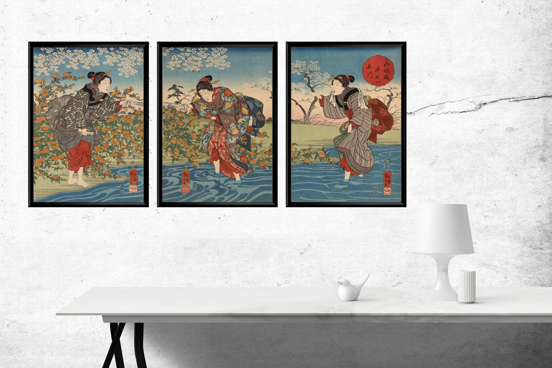 Japanese Triptych Japanese Women Triptych Japanese Women Cross - Etsy
