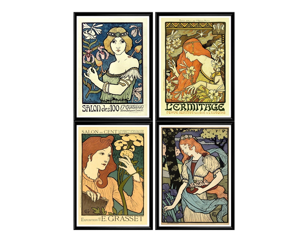 Vintage French Advertising French Art Nouveau Prints Set of 4 Vintage ...