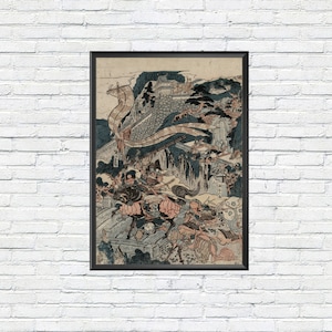 Samurai Art Triptych Battle Japanese Warriors Vintage Posters Set of 3 ...