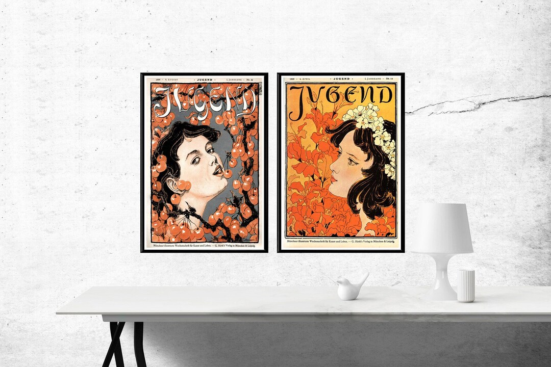 Vintage Magazine Covers Jugend Posters Set of 2 Art Nouveau Prints - Etsy