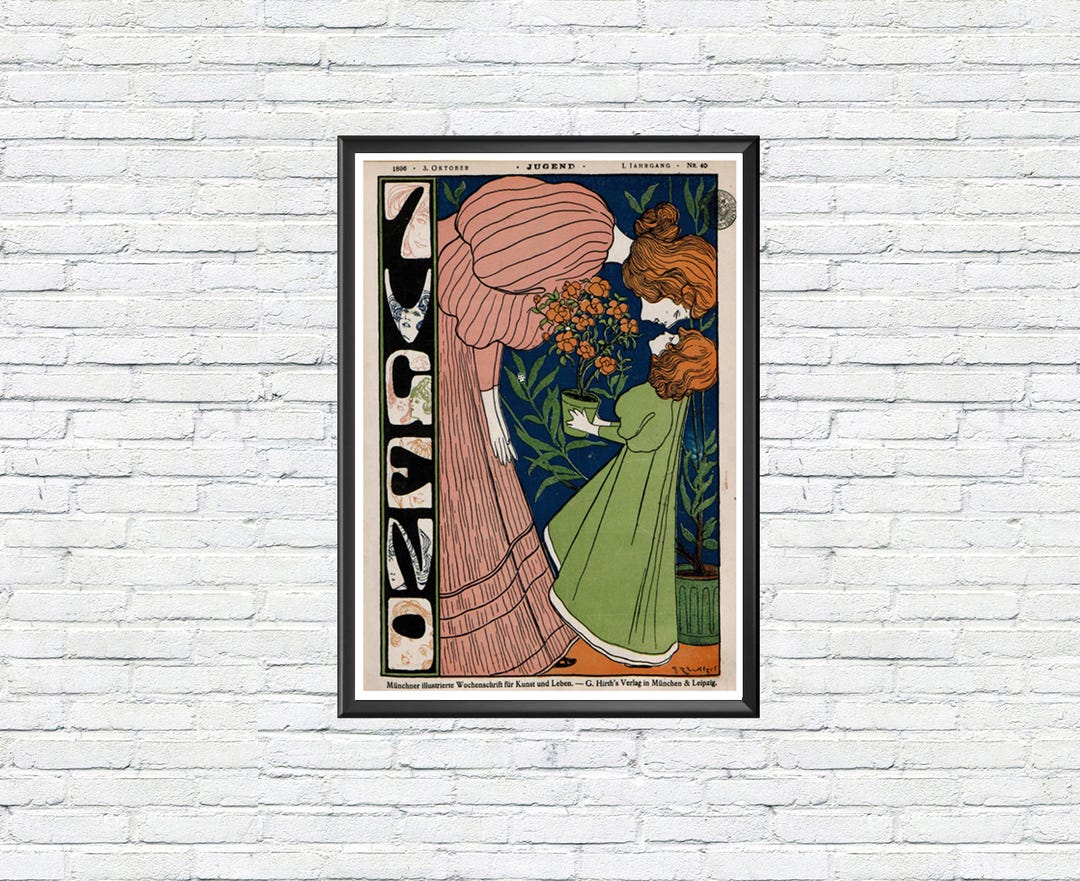 Jugend Magazine Cover Poster, Vintage Art Nouveau Print, Retro German ...
