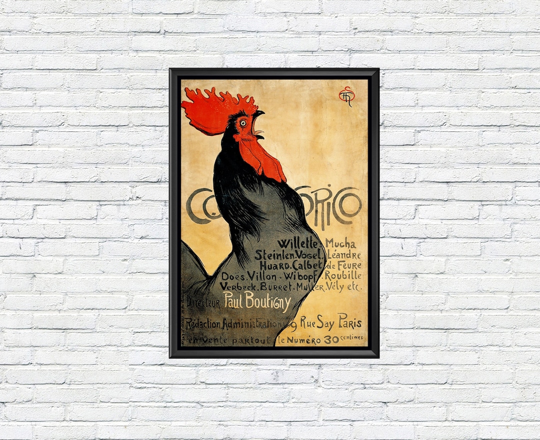 Cocorico Vintage French Poster - Rooster Art Print by Théophile ...