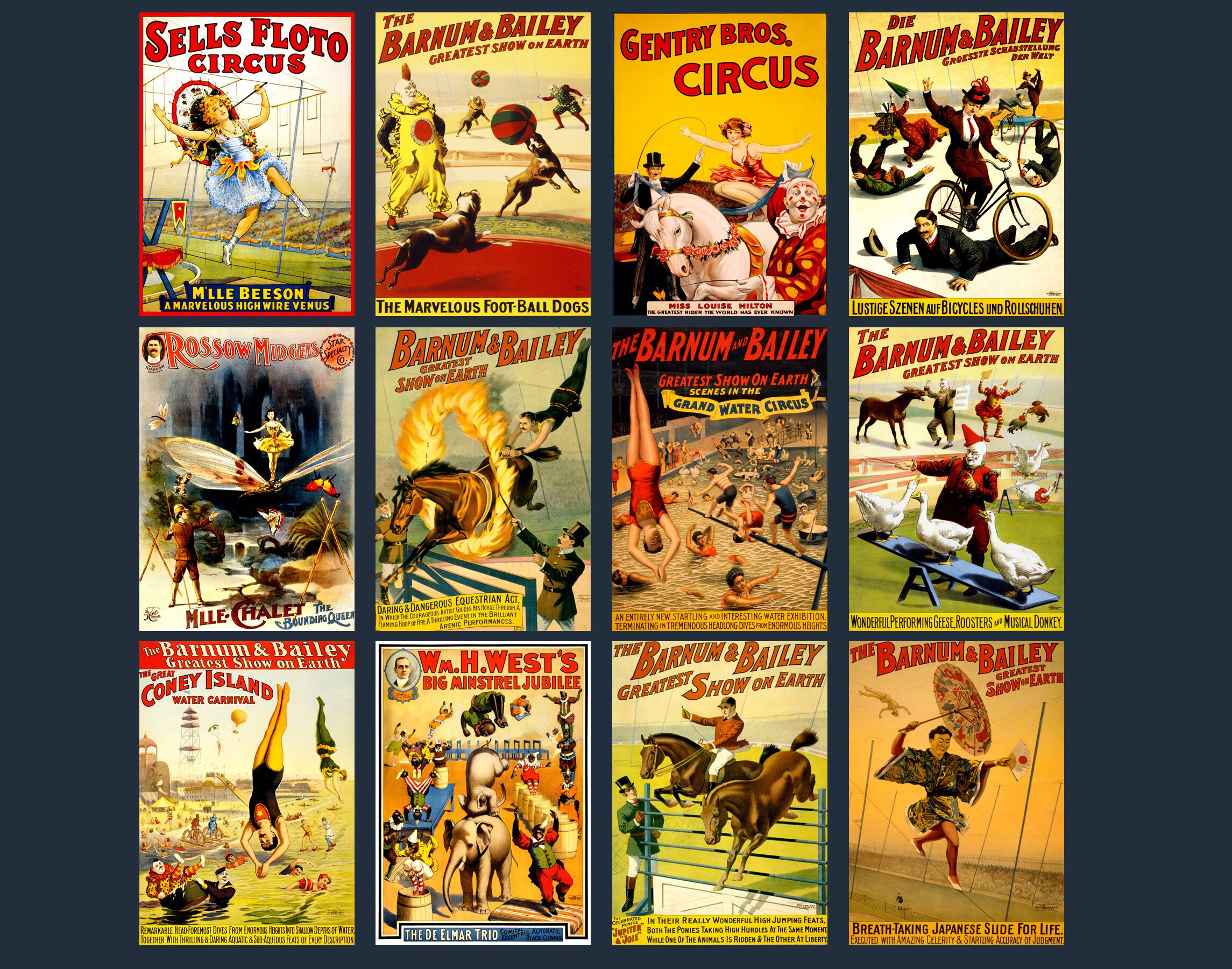 Circus Postcards Vintage Circus Prints Set of 12 Circus - Etsy