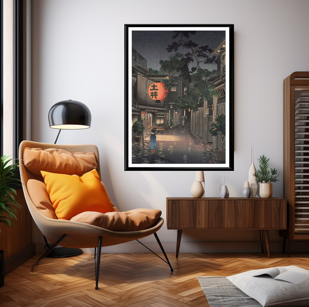 Rainy Evening in Ushigome Poster by Koitsu Tsuchiya, Vintage Japanese Ukiyo-e Print, Traditional ...