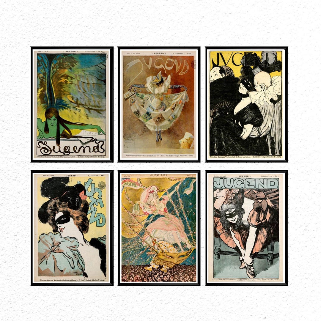 Jugend Magazine Art Nouveau Poster Set, Vintage Theater and Ballet ...