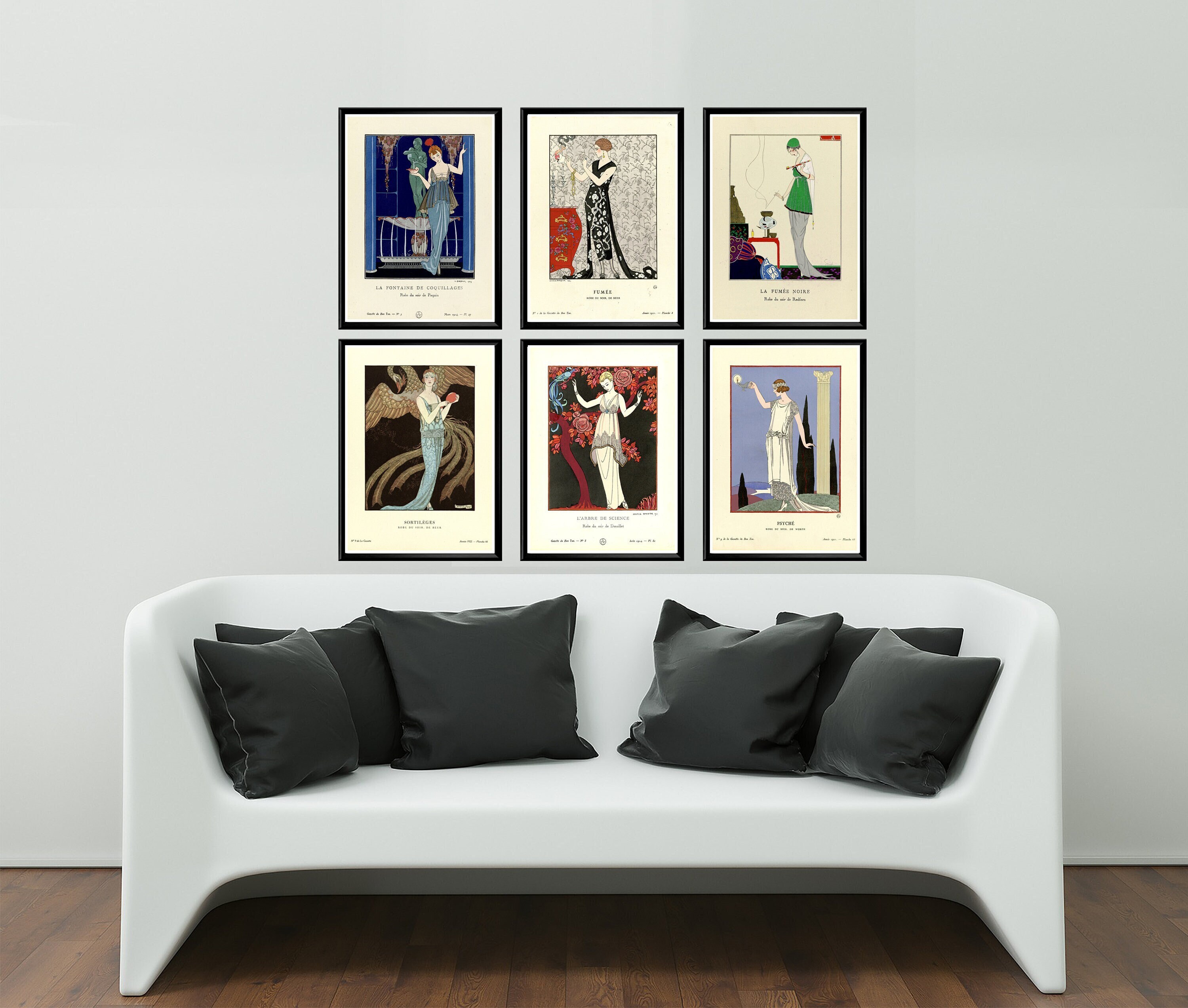 Vintage Art Deco Poster Set of 6 Retro Fashion Magazine Covers Art Deco ...