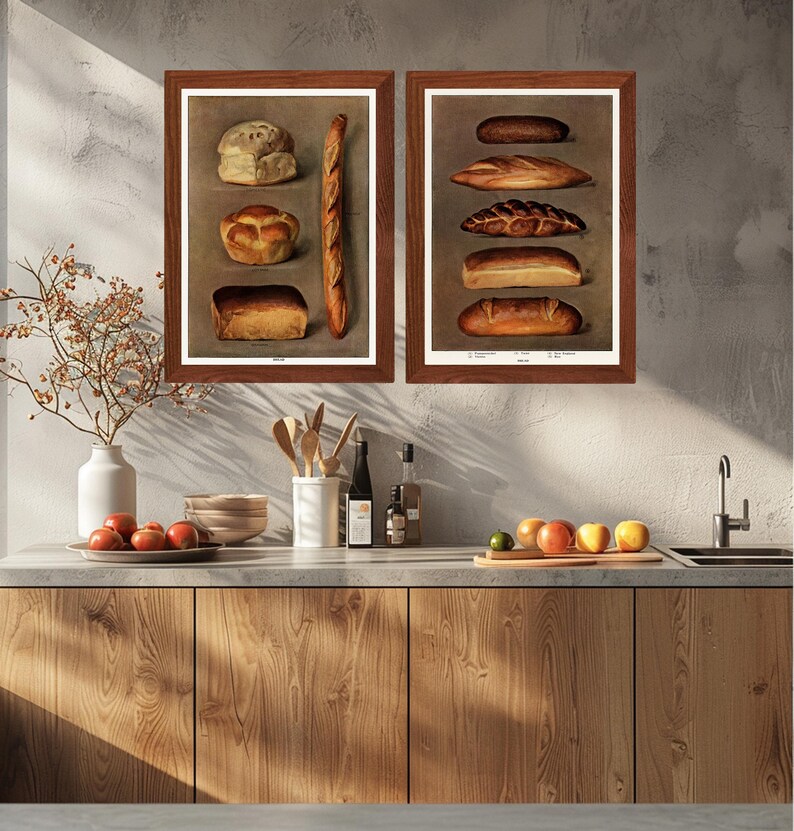 Vintage Bread Poster Set, Antique Bakery Illustration, Farmhouse ...