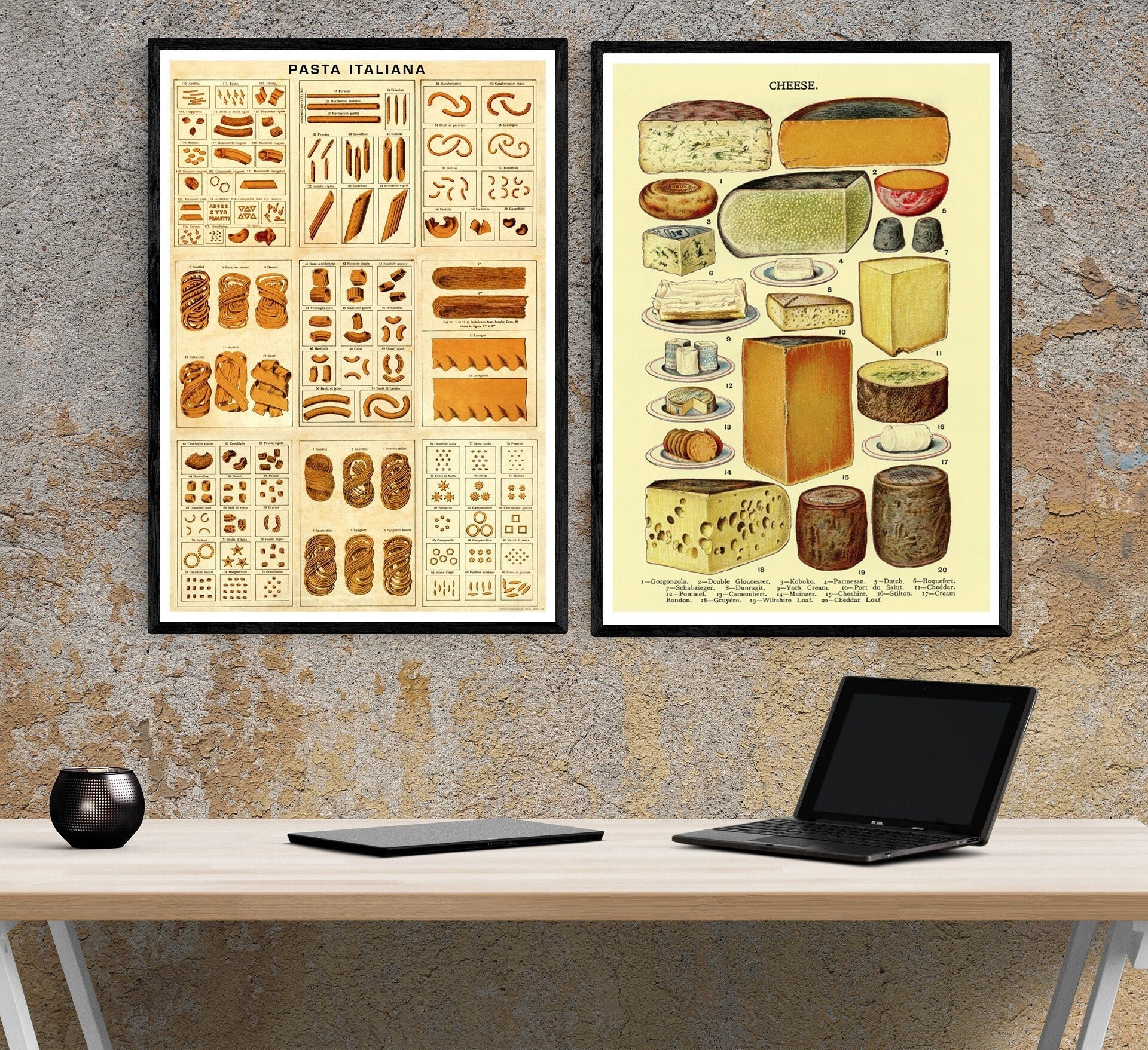 Kitchen Prints Vintage Kitchen Posters Set of 2 Pasta Italiana - Etsy