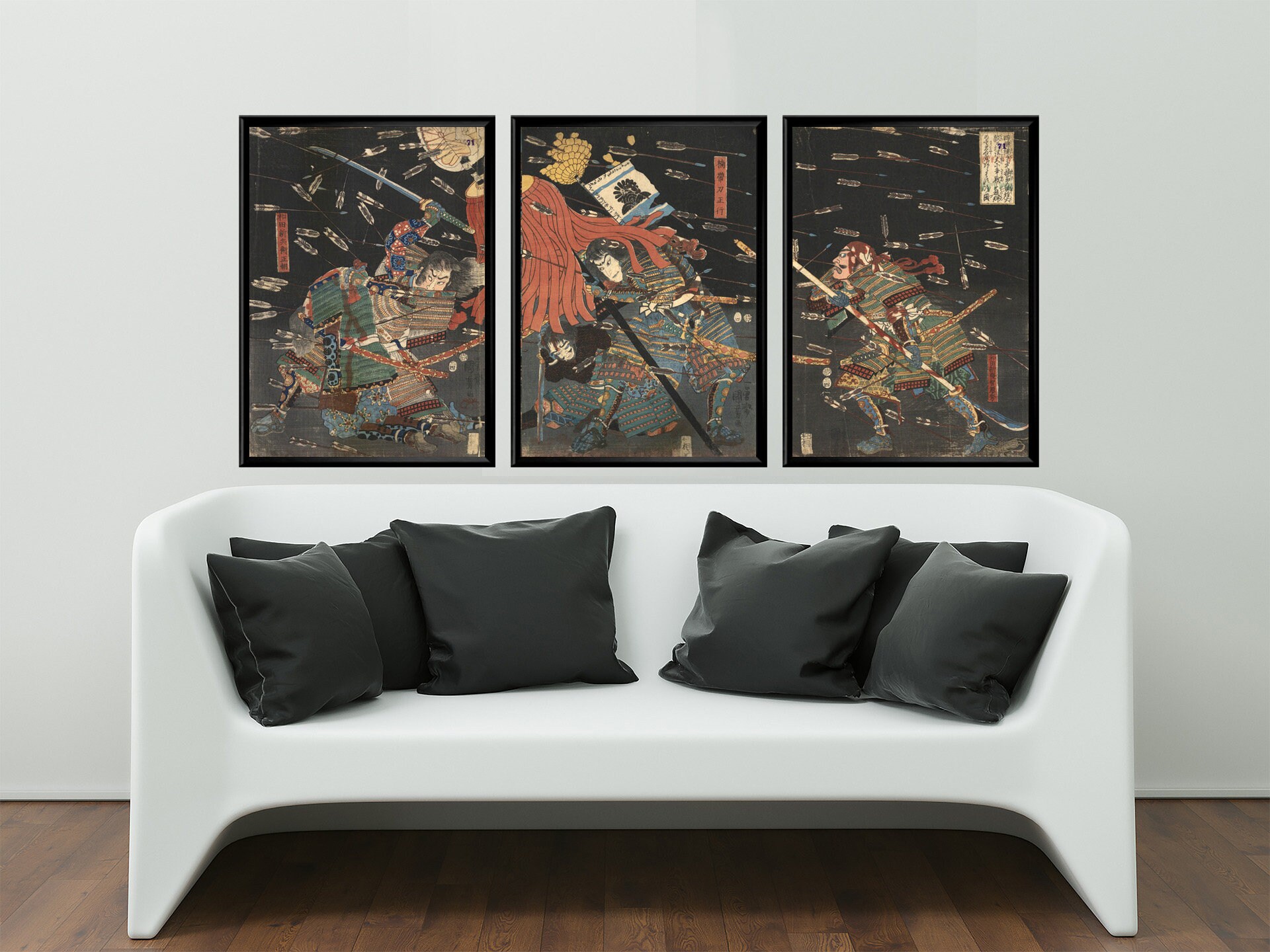 Samurai Wall Posters Set Japanese Warriors Battle Triptych - Etsy