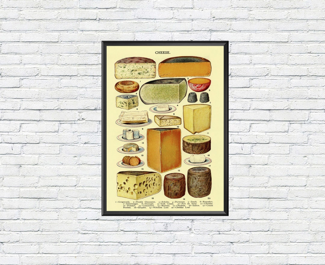 Cheese Chart Poster Vintage Kitchen Art Print Home Wall Decor - Etsy