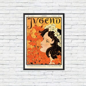 Vintage Jugend Magazine Covers, Set of 2 Art Nouveau Posters, 19th ...