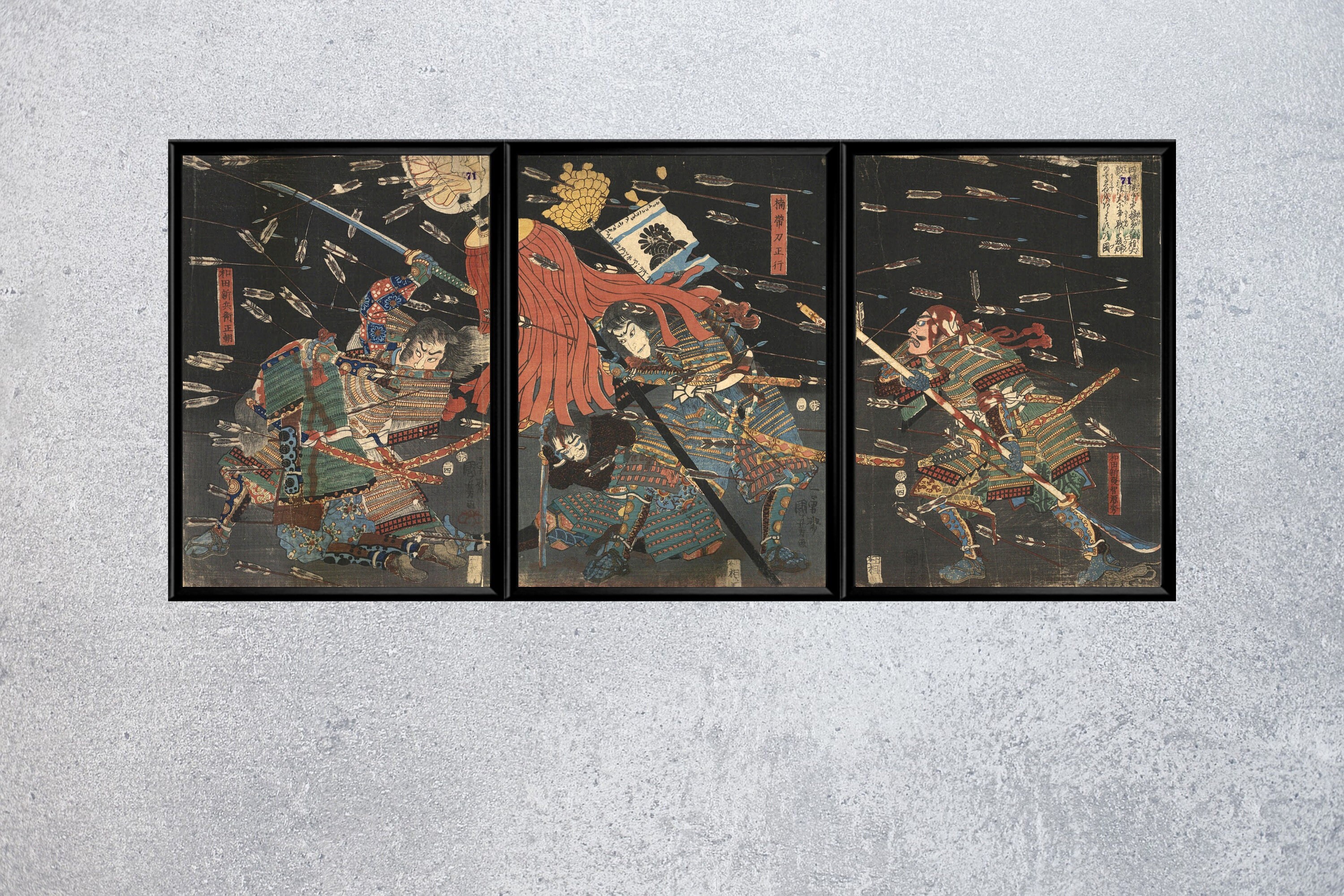 Samurai Wall Posters Set Japanese Warriors Battle Triptych - Etsy