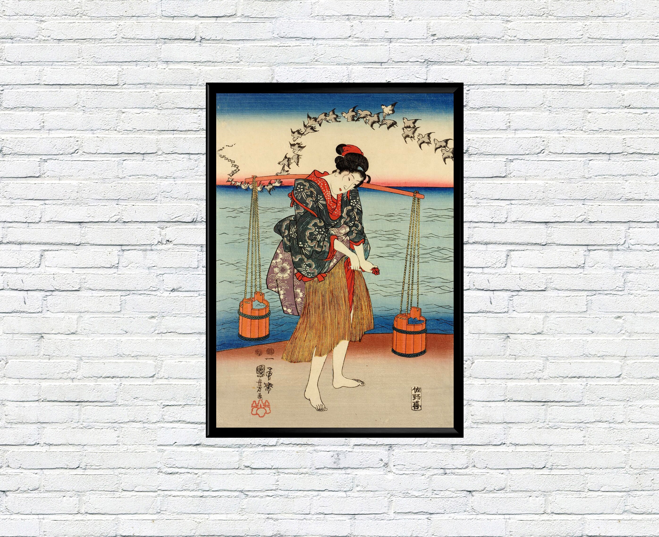 Japanese Triptych Three Japanese Women and Plover Birds - Etsy