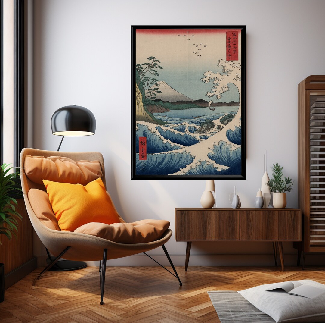 Japanese Mount Fuji Poster, Vintage Seascape Art Print, Ukiyo-e ...