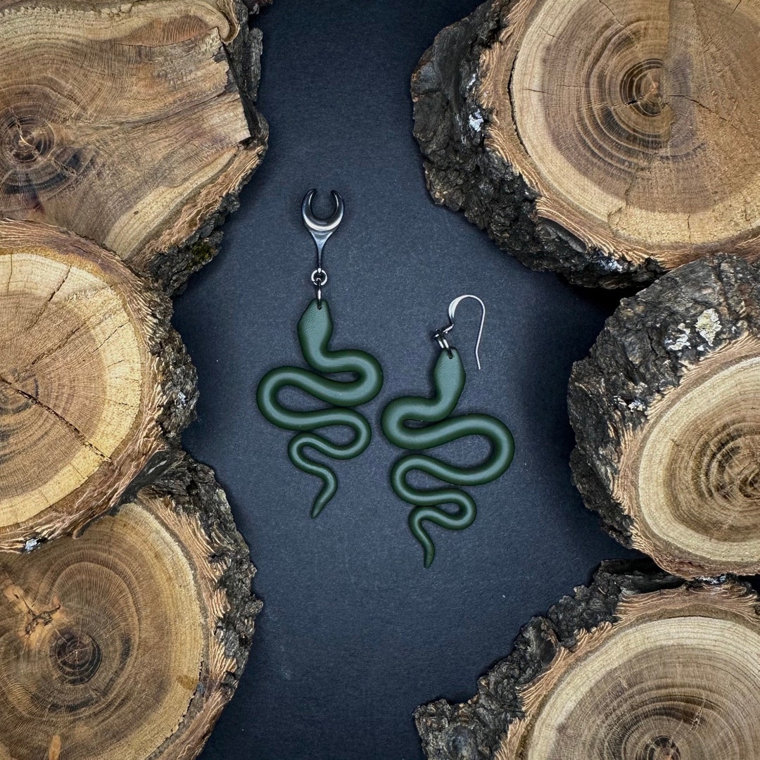 Snake Earrings Stretched Lobes Hangers Punk Tunnels Ear Weights Spooky ...
