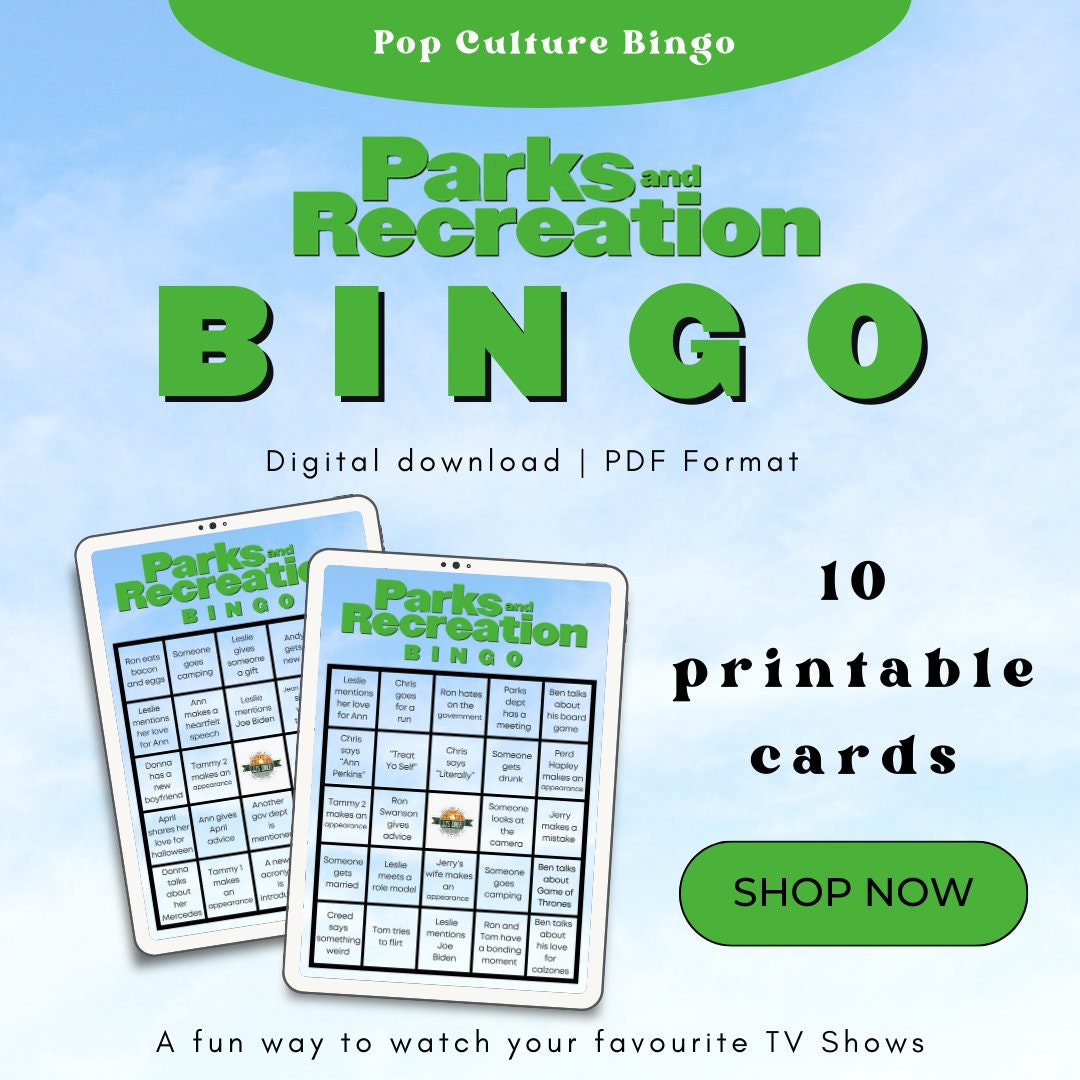 Parks & Recreation Bingo (10 Printable Cards) Digital Download - Great ...