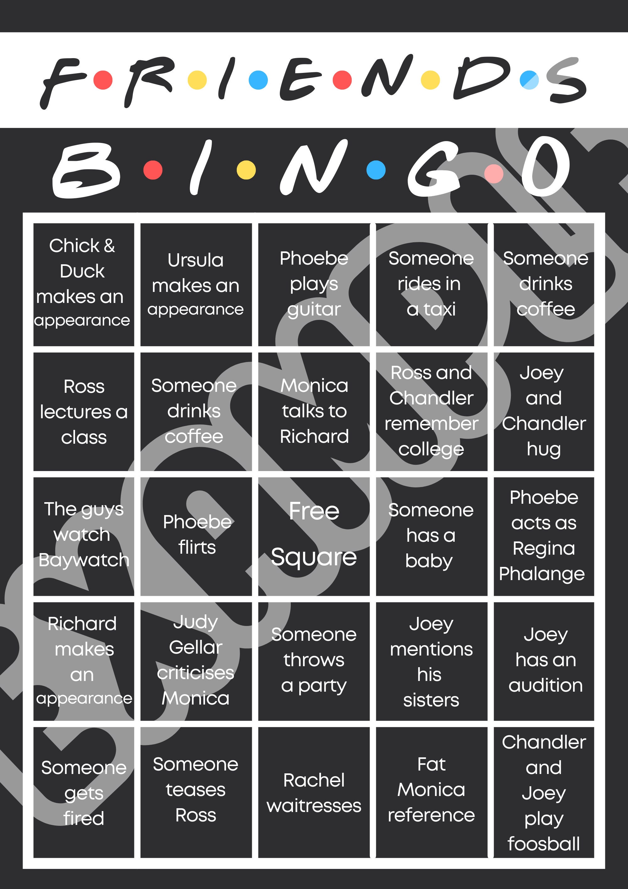 FRIENDS Bingo (10 Printable Cards) Digital Download - Great to Have as ...