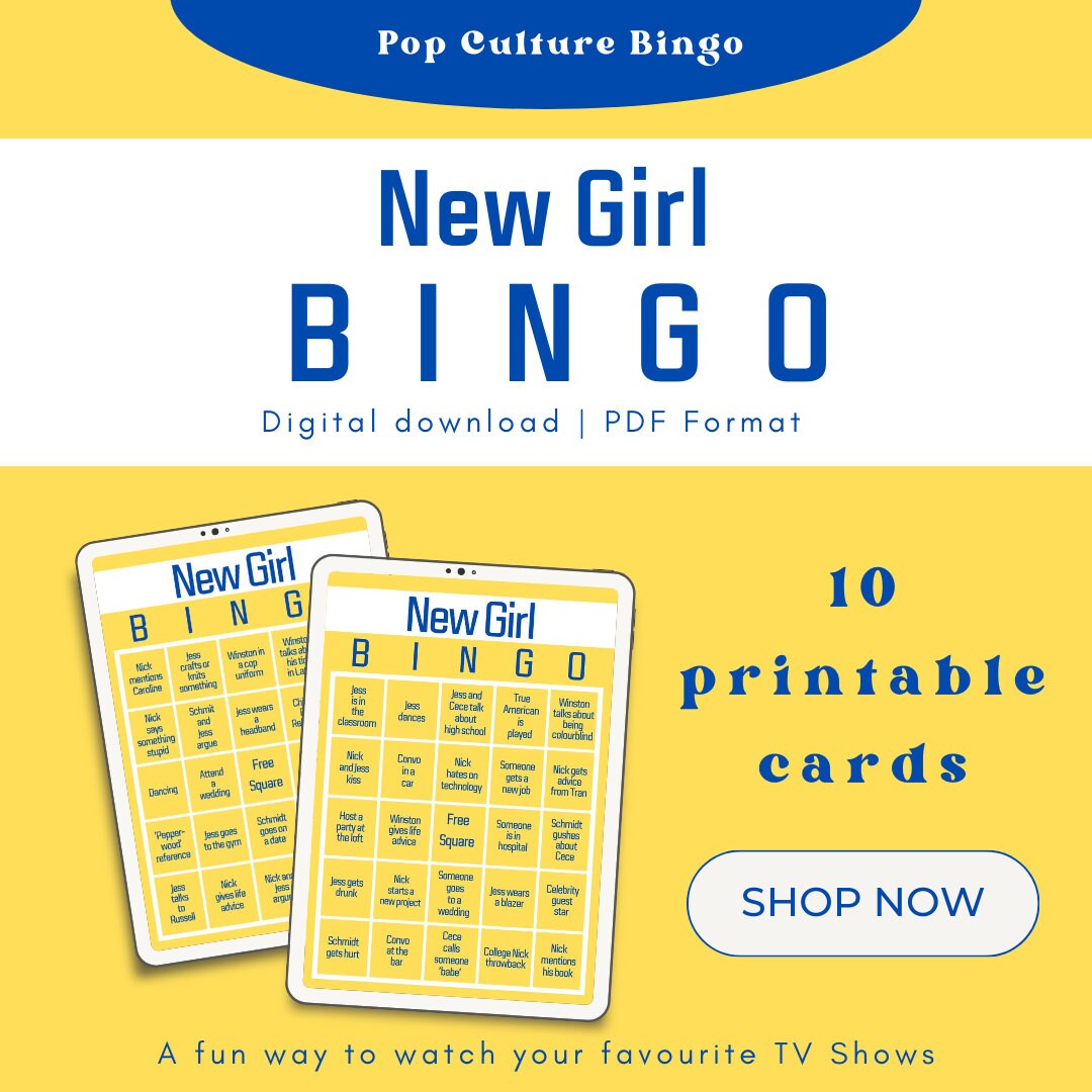 New Girl Bingo (10 Printable Cards) Digital Download - Great to Have as ...