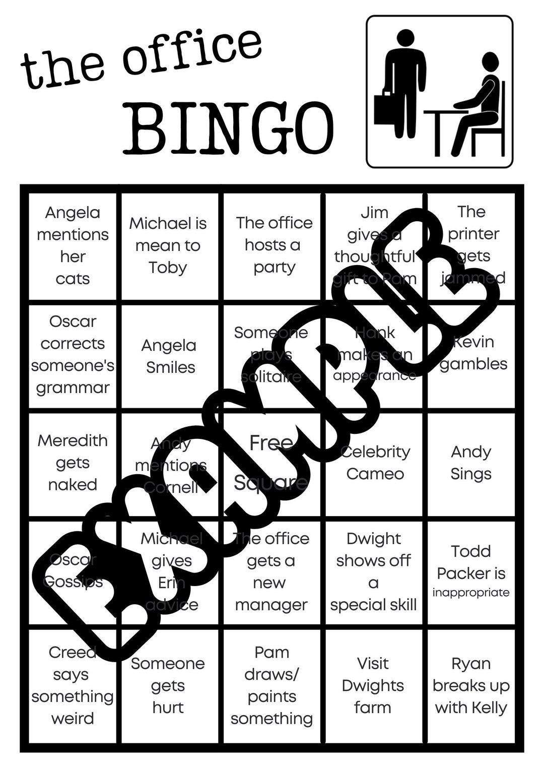 The Office Bingo 10 Printable Cards Digital Download Great - Etsy