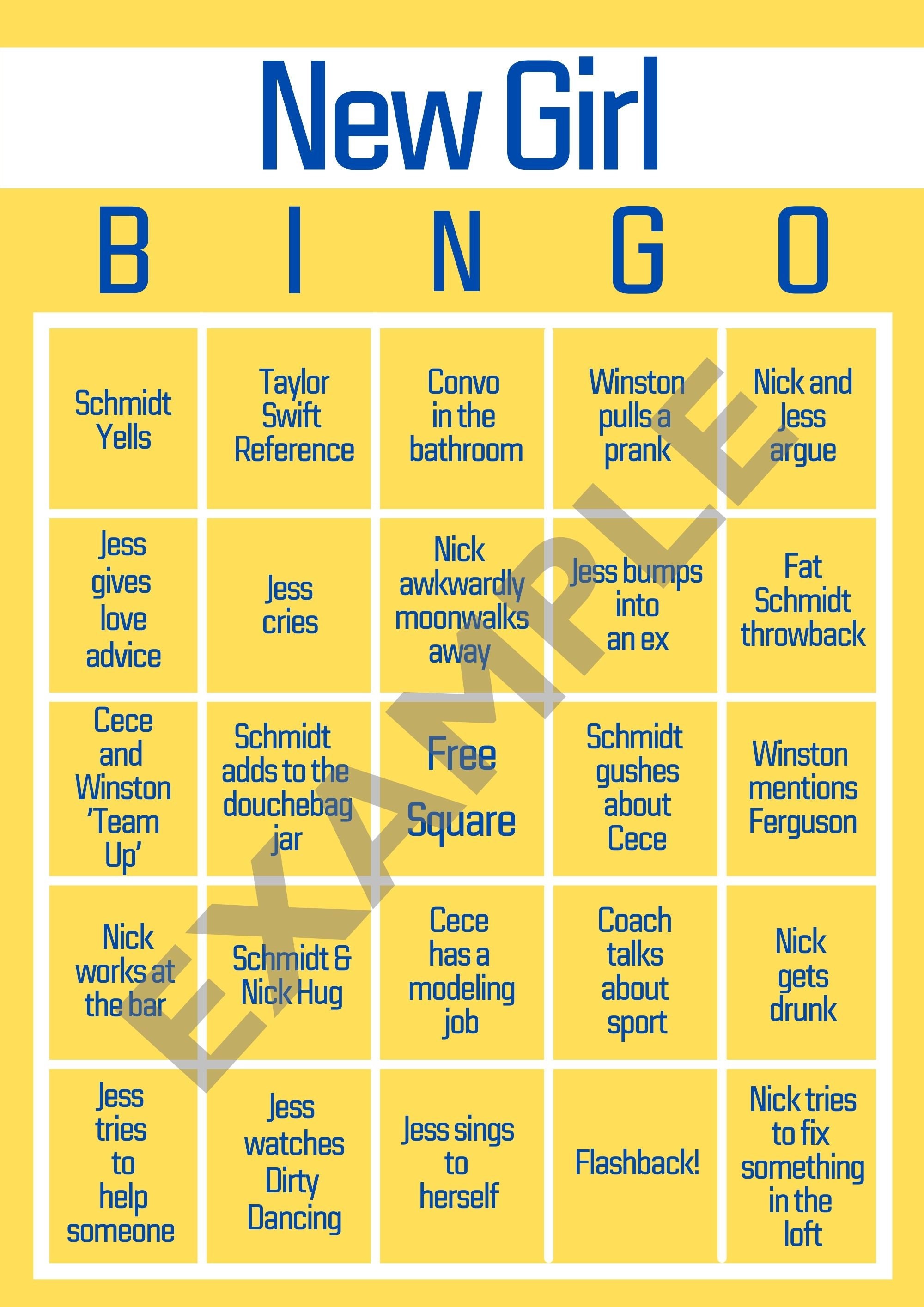 New Girl Bingo (10 Printable Cards) Digital Download - Great to Have as ...